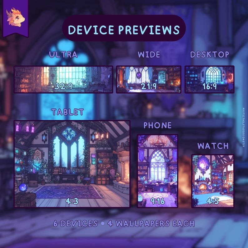 Witch Spell Room Desktop Wallpaper Aesthetic Theme Set With Matching ...