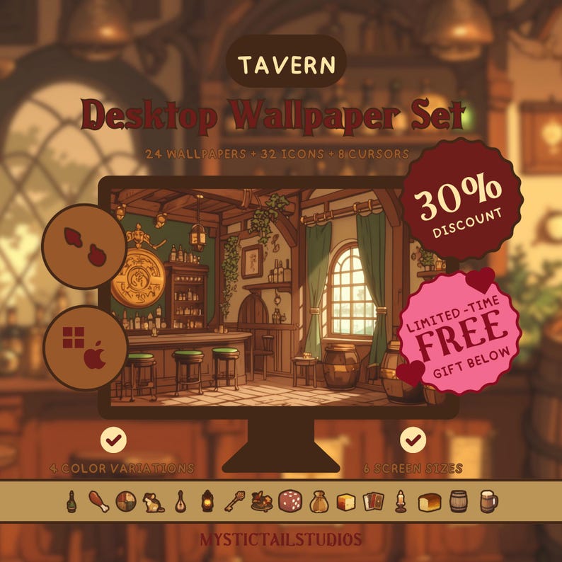 Tavern Desktop Wallpaper Set Digital Download Cozy Fantasy Backgrounds ...
