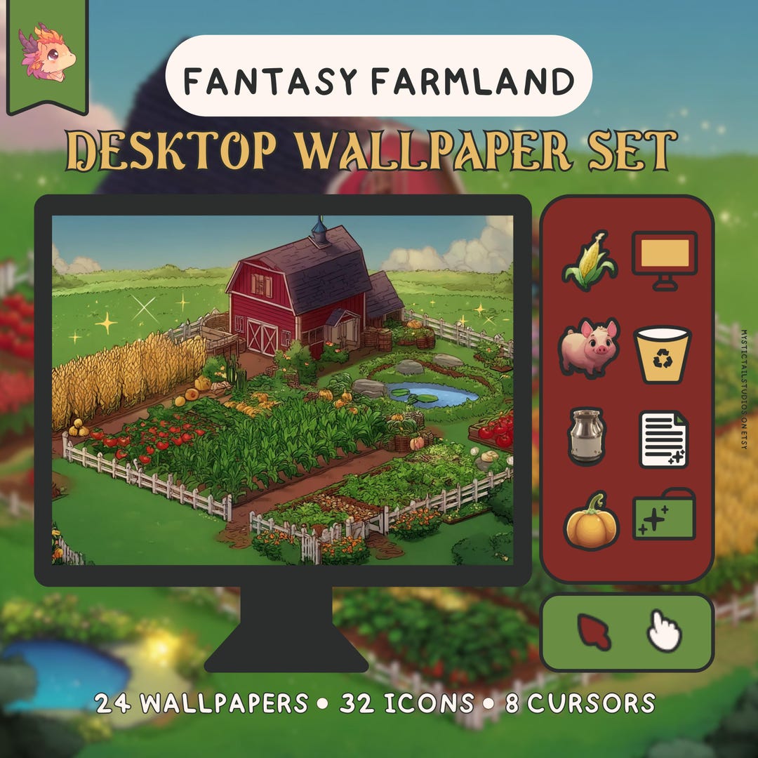 Fantasy Farmland Desktop Wallpaper Set Digital Download Cottage Core ...