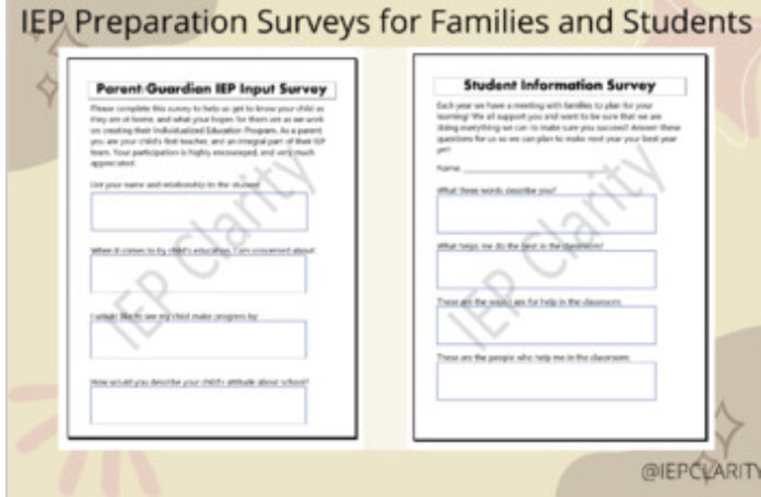 IEP Preparation Surveys - Etsy