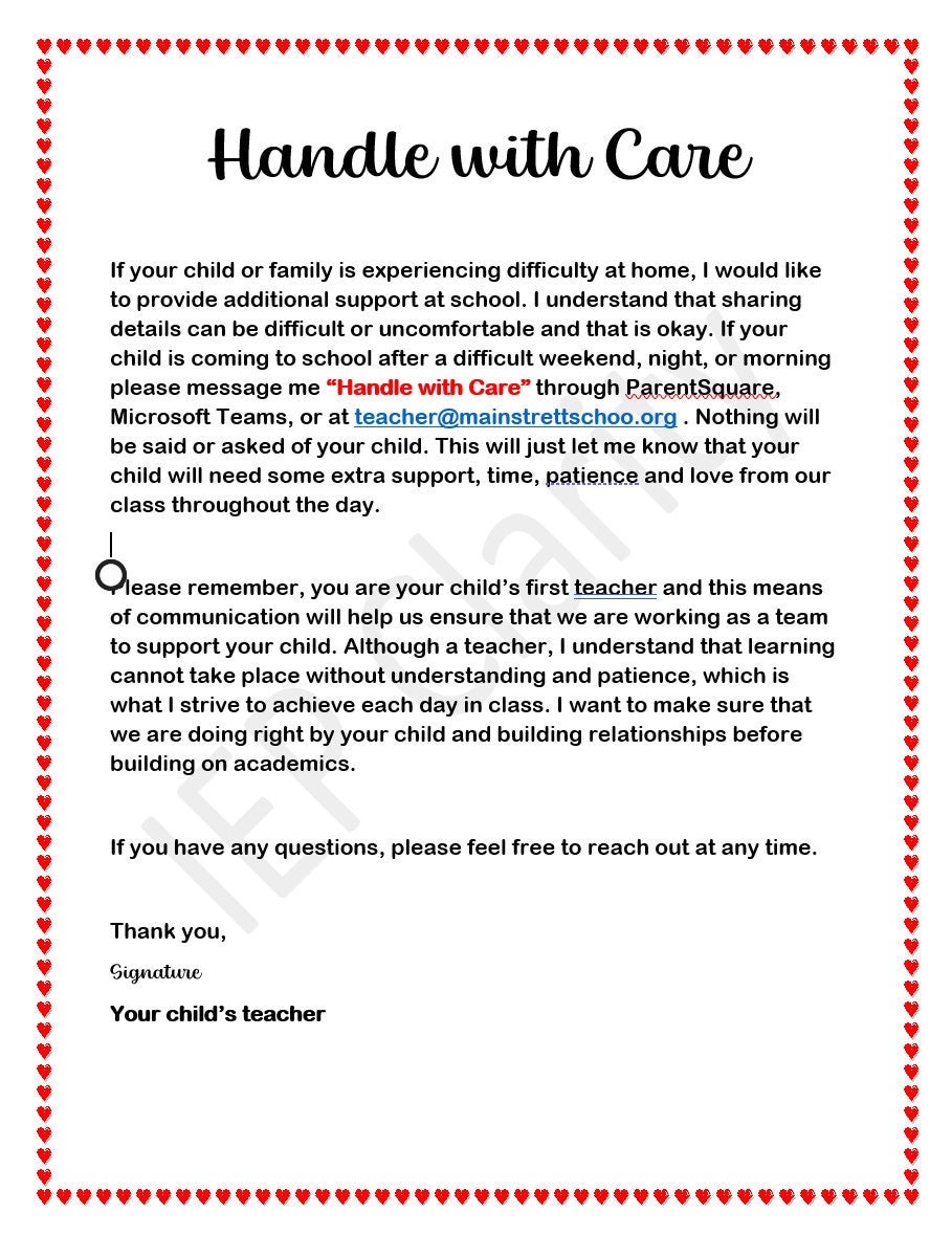 Handle With Care Support Letter - Etsy