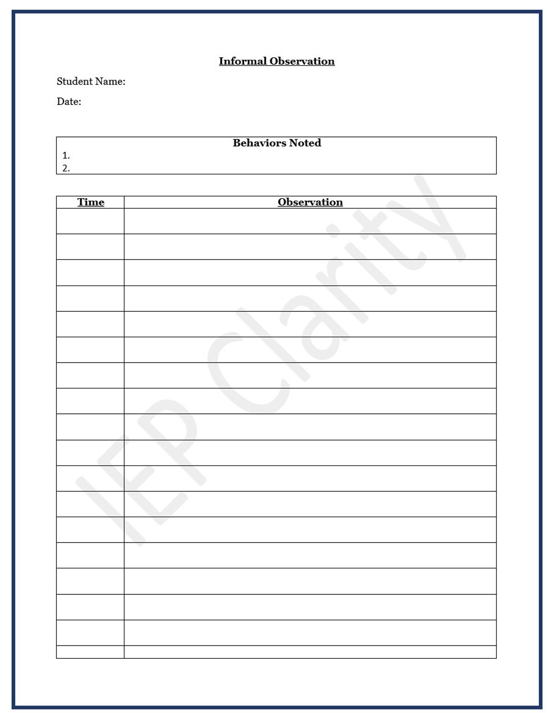 Observation Template - Etsy