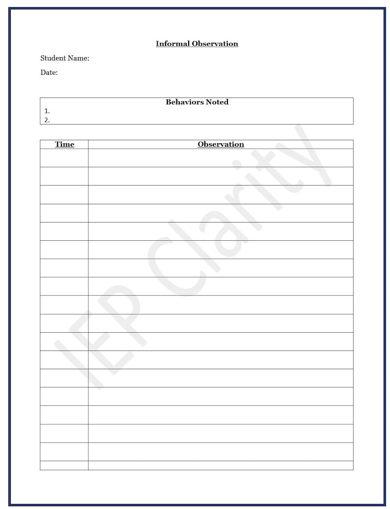 Observation Template - Etsy