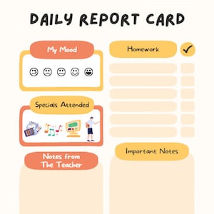 Daily Report Card and Homework Sheet - Etsy