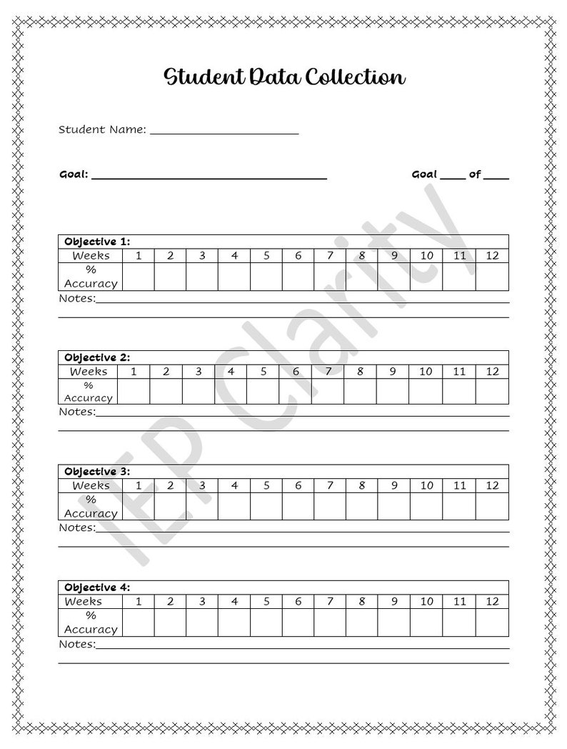 Student Data Collection Sheet - Etsy