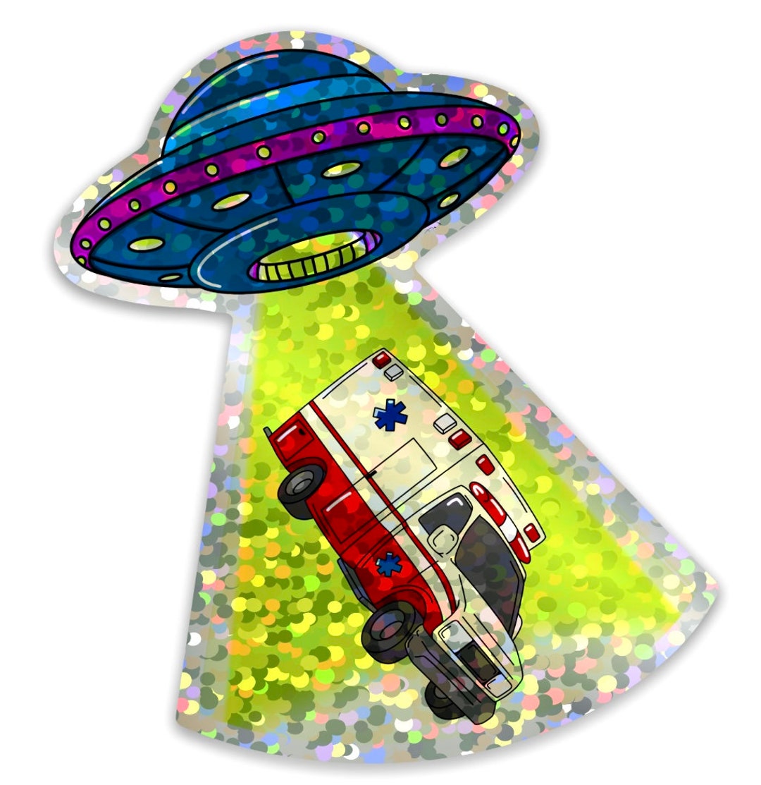 UFO Ambulance Glitter Sticker! EMS, Paramedic, First Responder ...