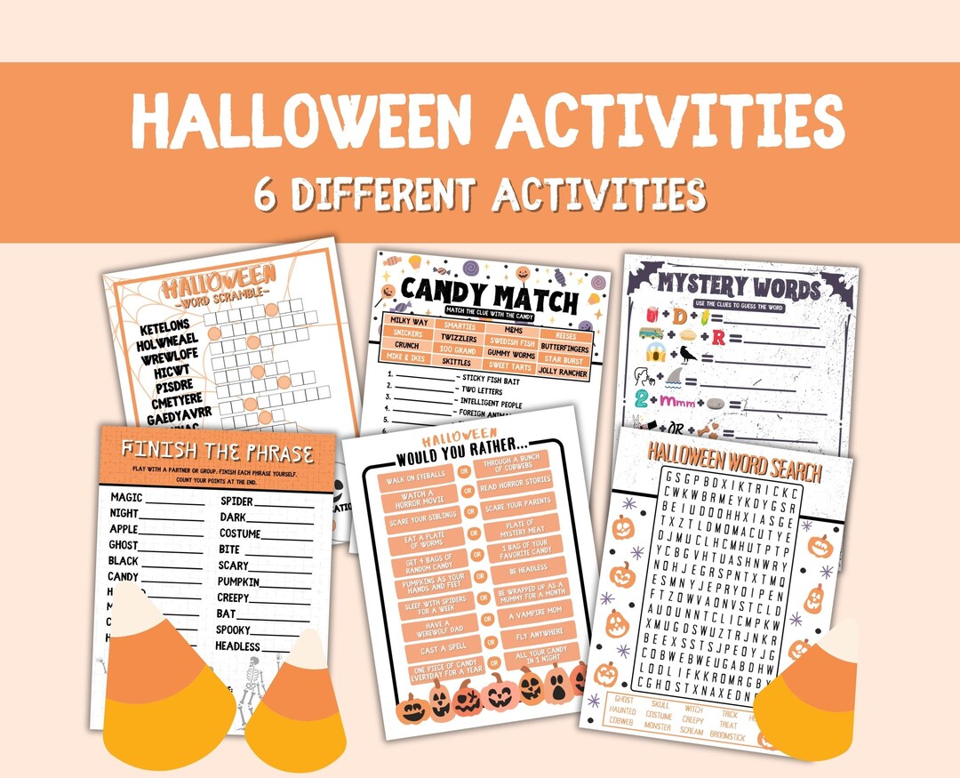 Halloween Printable Games, Classroom Party Activities (PDF) - Etsy