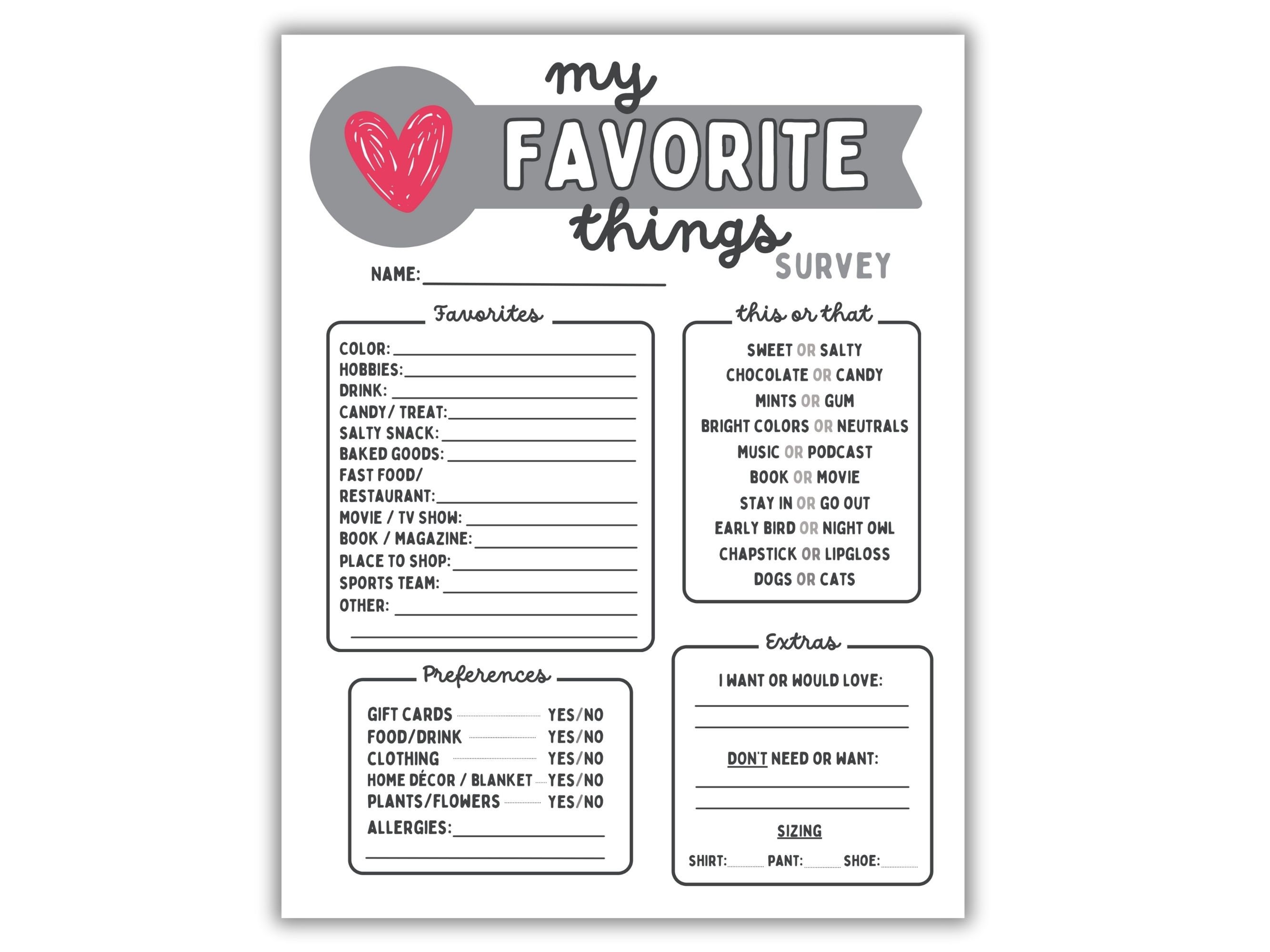Favorite Things Questions