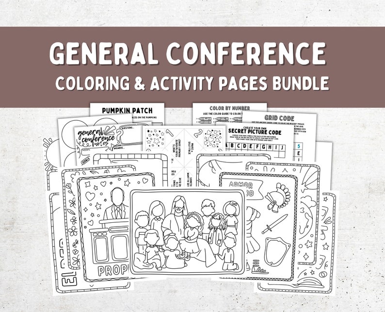 LDS General Conference Activity Packet: Coloring Pages & Games (PDF ...