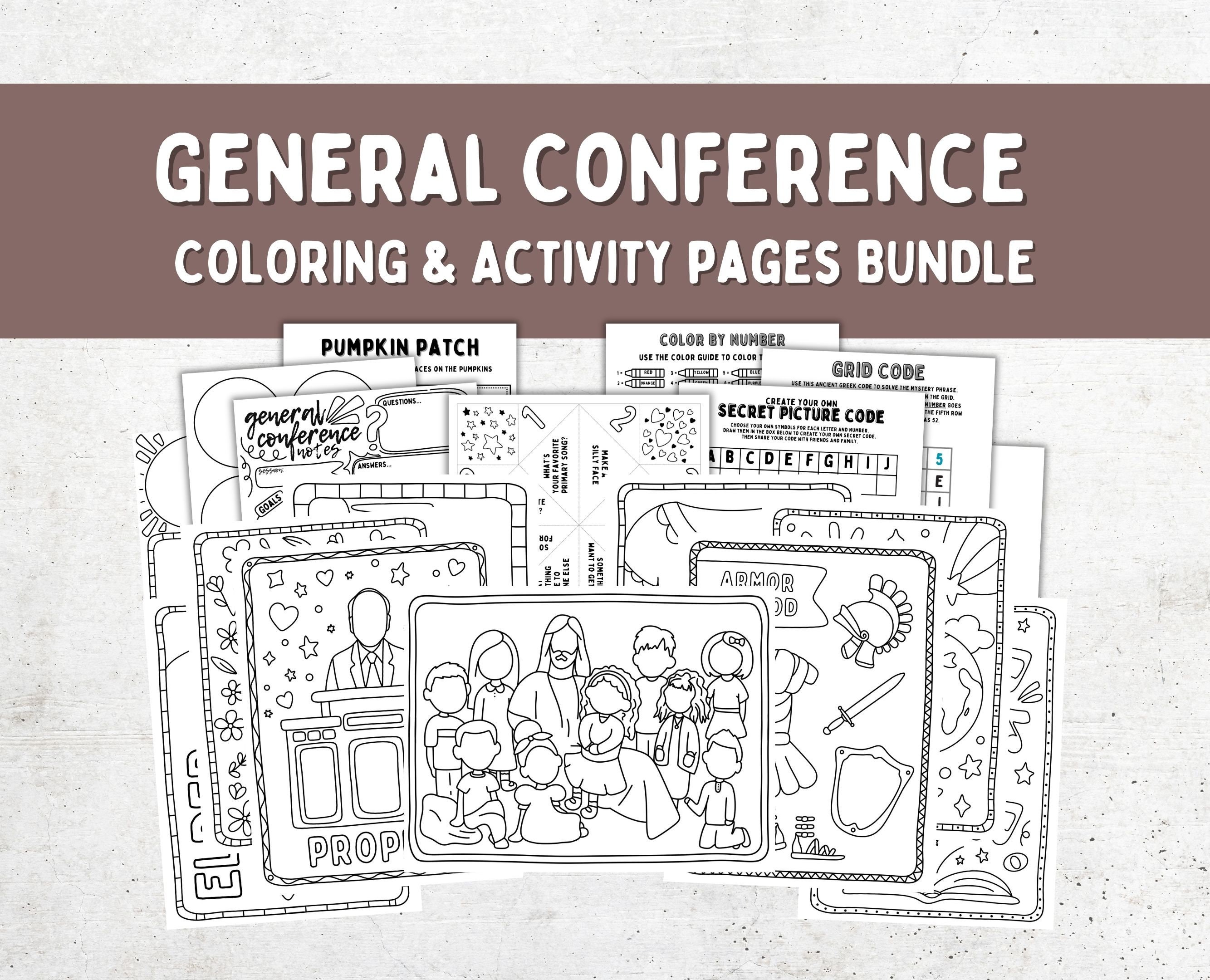 LDS General Conference Activity Packet: Coloring Pages & Games (PDF ...