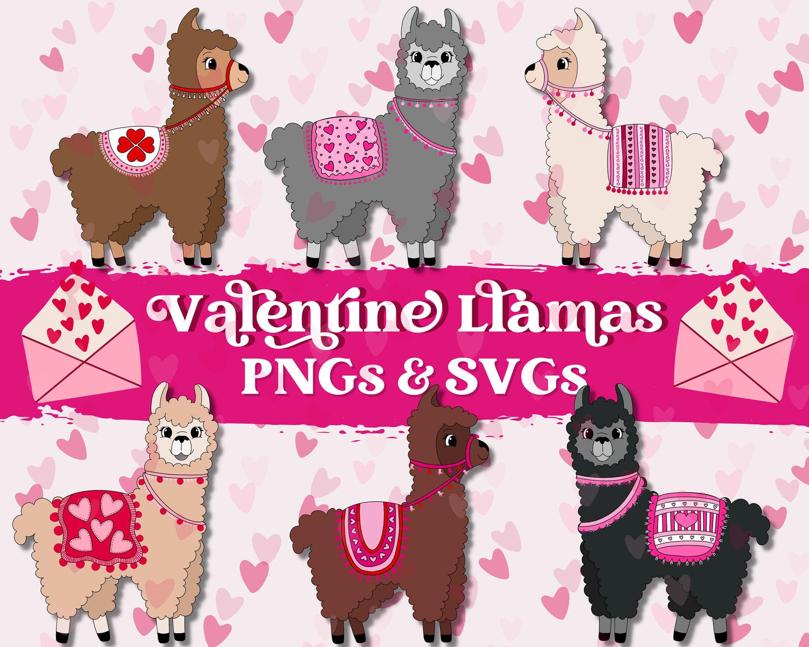 Valentine Llamas Clipart Valentine Clipart Llama Svg Valentine Llama ...