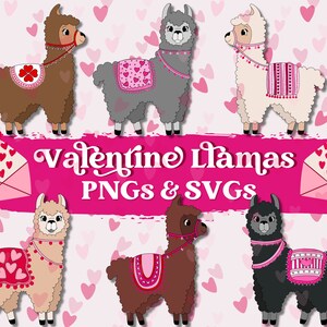 Valentine Llamas Clipart Valentine Clipart Llama Svg Valentine Llama ...