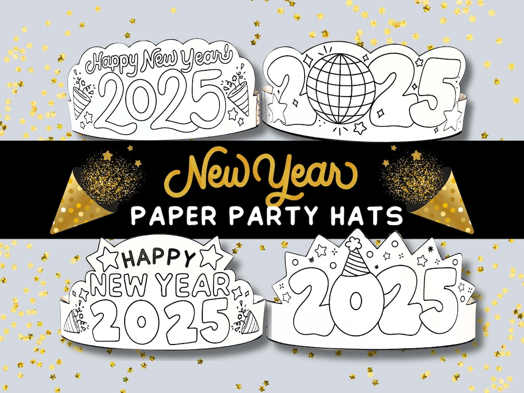 2025 New Year's Paper Hat | Happy New Year | Paper Crown Coloring | New ...