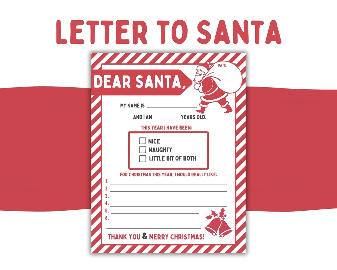 Letter to Santa Printable: Kids Christmas Wish List (PDF) - Etsy