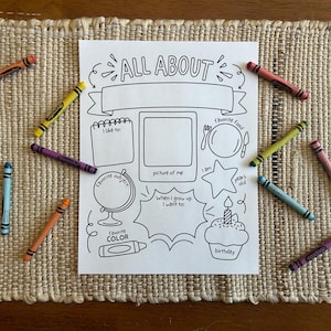 All About Me Worksheet: Classroom Coloring Activity (PDF Download) - Etsy