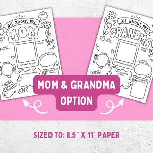 All About My Mom Worksheet: Mother's Day Activity (PDF) - Etsy
