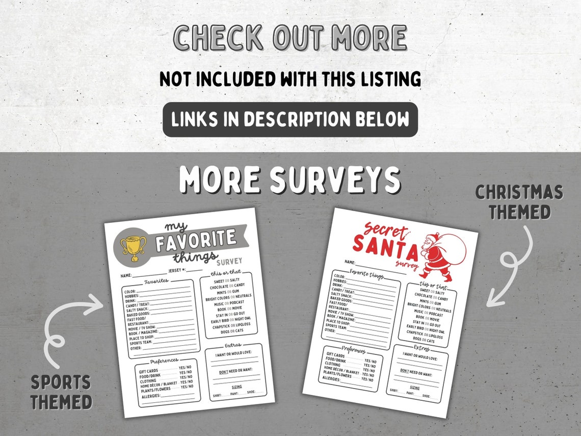 My Favorite Things Survey Questionnaire Employee Favorites All About Me ...