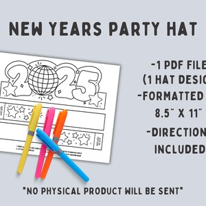 New Year's 2025 Coloring Activity | Happy New Year Hat | New Year's ...