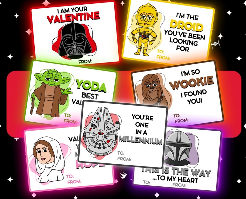 Star Wars Valentine's Day Cards Kids Printable Valentines Classroom ...