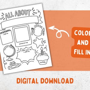All About Me Worksheet: Classroom Coloring Activity (PDF Download) - Etsy