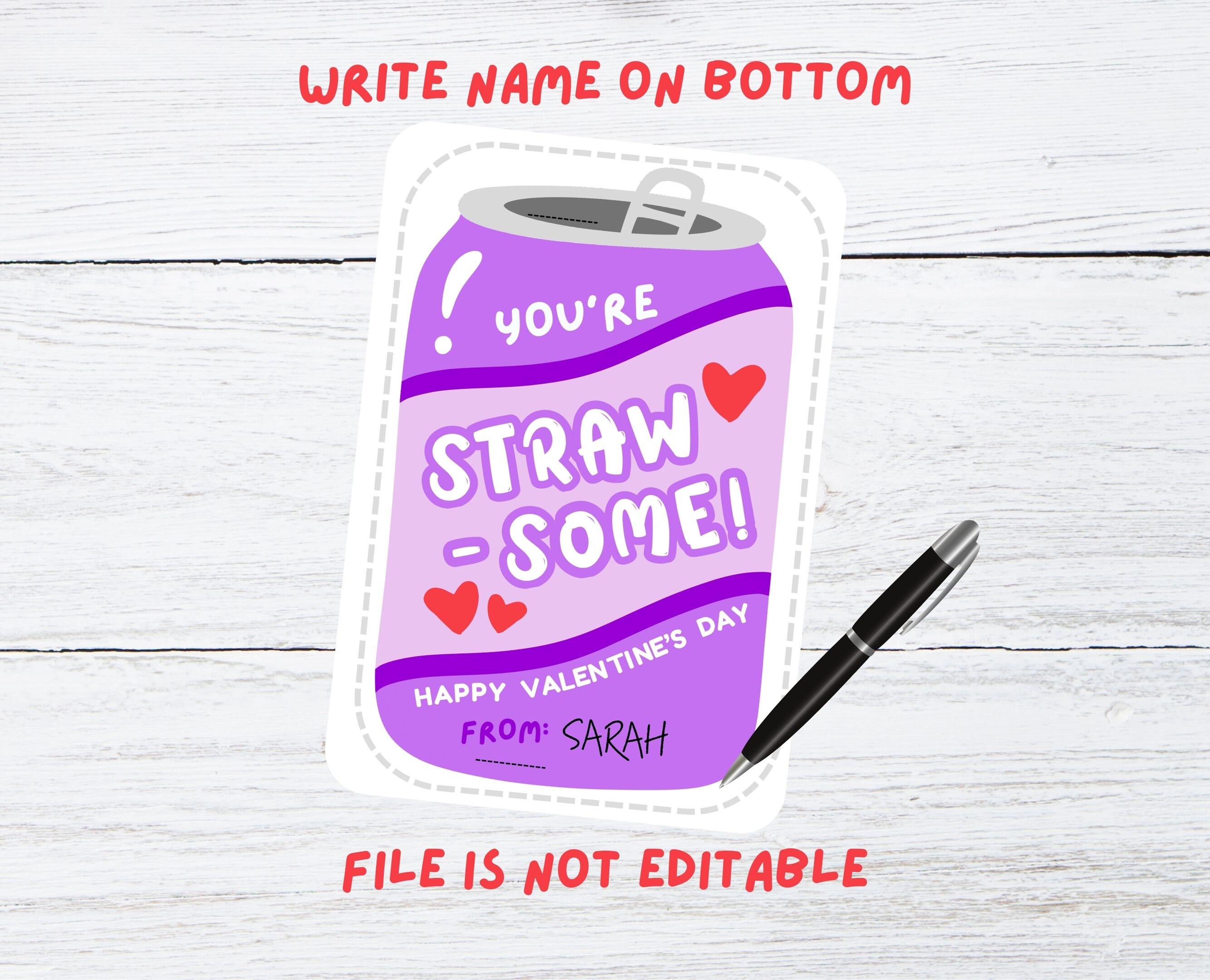 Crazy Straw Valentine's Day Cards: Kids Classroom Favors (printable) - Etsy