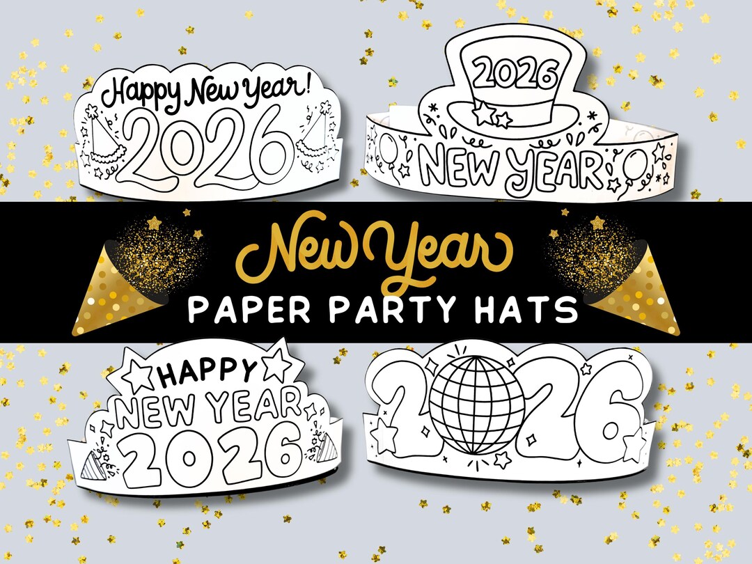 2026 New Year's Paper Crown Coloring Activity - Etsy