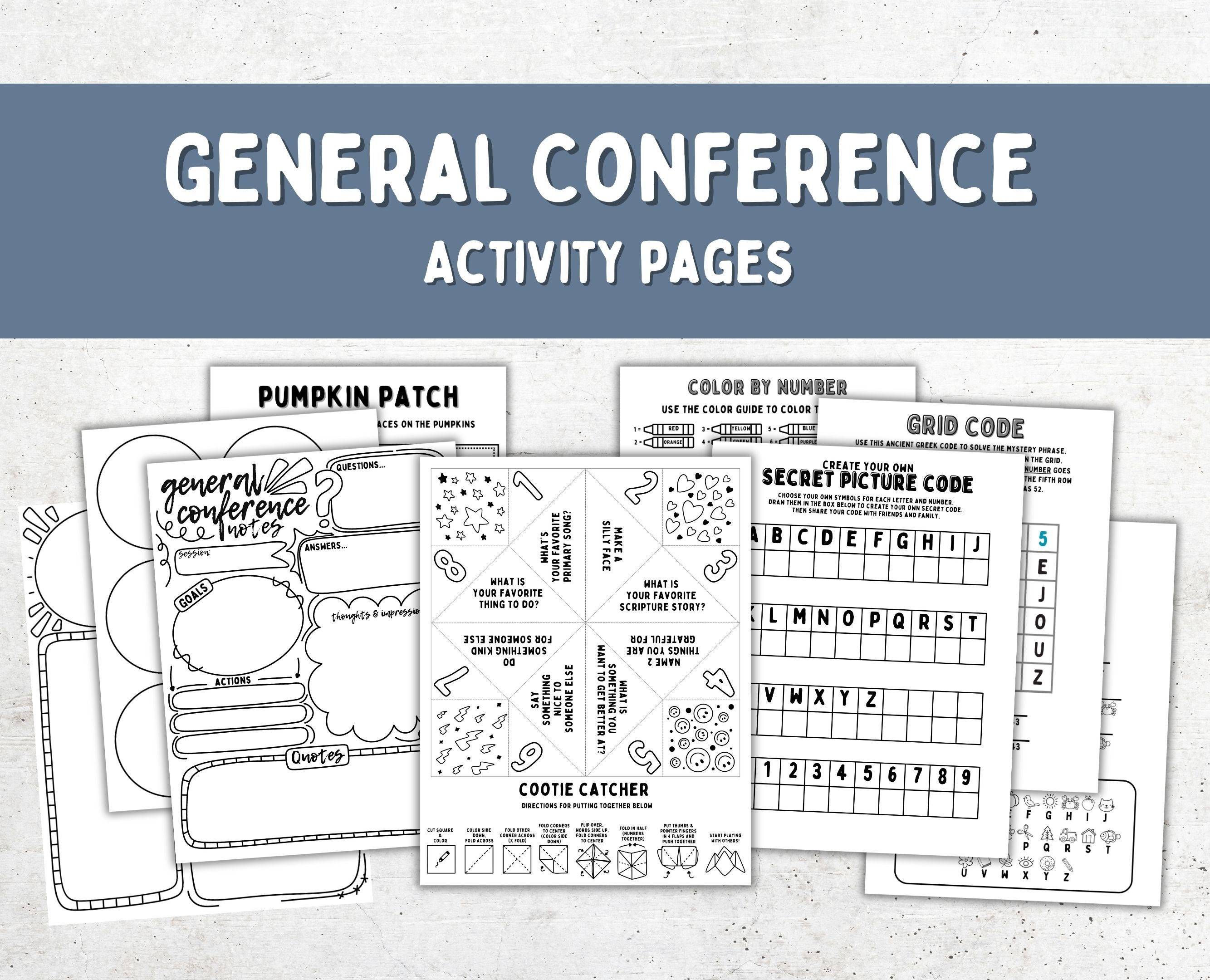 Kids General Conference Activity Pages: Secret Code, Coloring (PDF ...