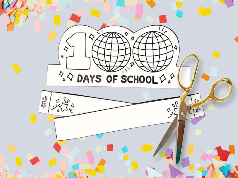 100 Days of School Hat: Activity Paper Crown (PDF) - Etsy