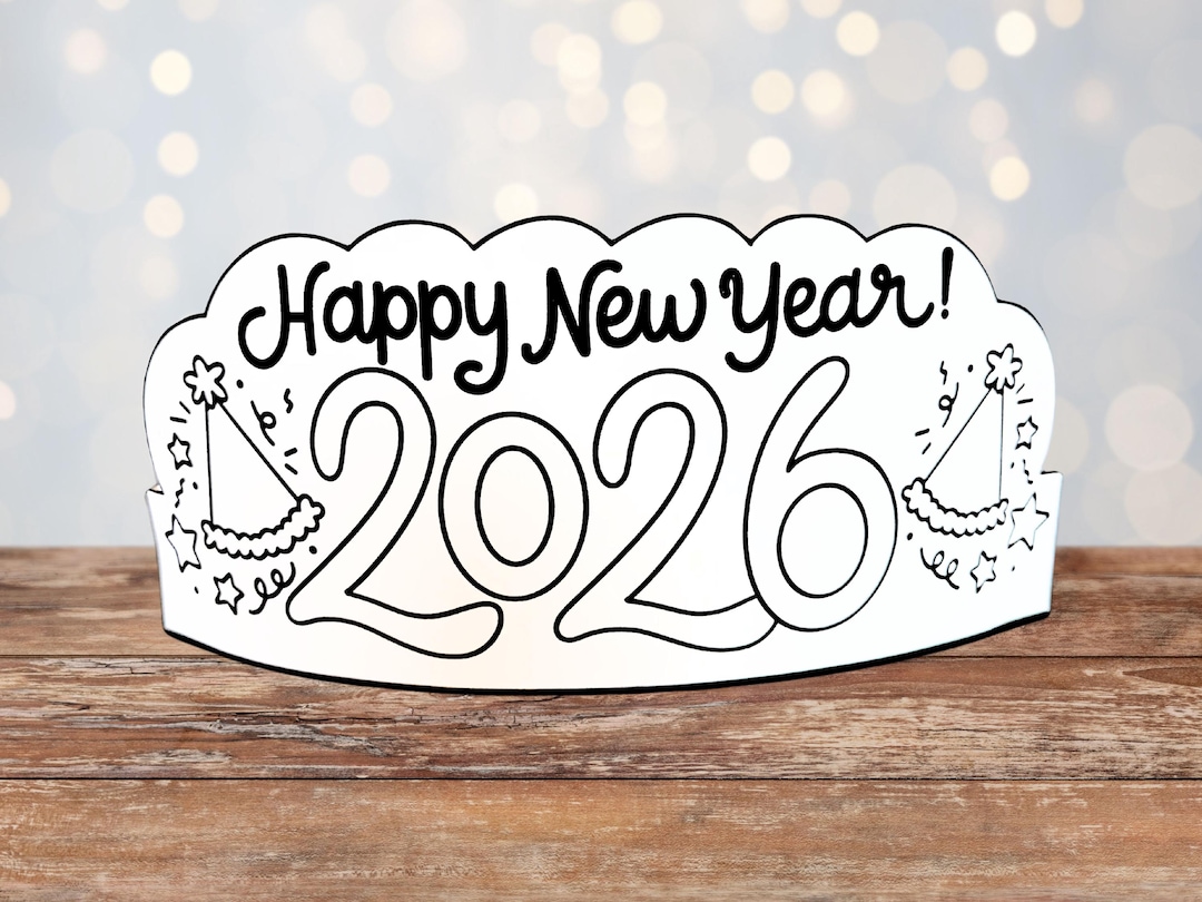 2026 New Year's Paper Crown: Coloring Activity (PDF) - Etsy