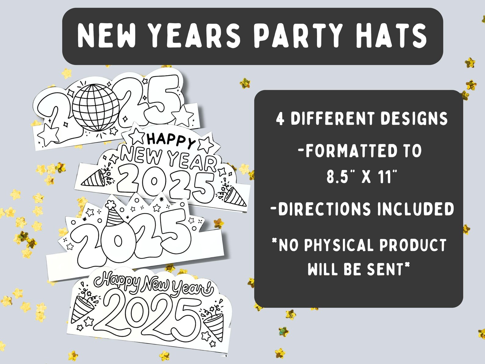 2025 New Year's Paper Hat | Happy New Year | Paper Crown Coloring | New ...