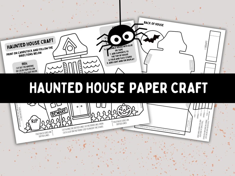 Haunted House Paper Craft: Halloween Kids Coloring Activity (PDF File ...