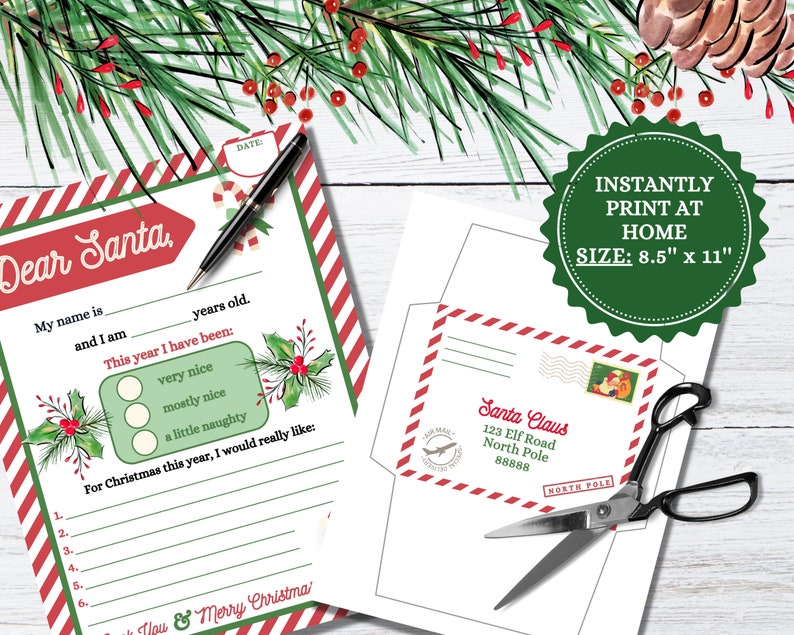 Letter to Santa / Kids Letter to Santa Printable/ Santa Letter ...