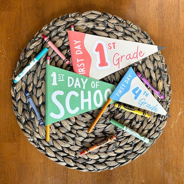 Printable Pennant Flag First Day School - Etsy