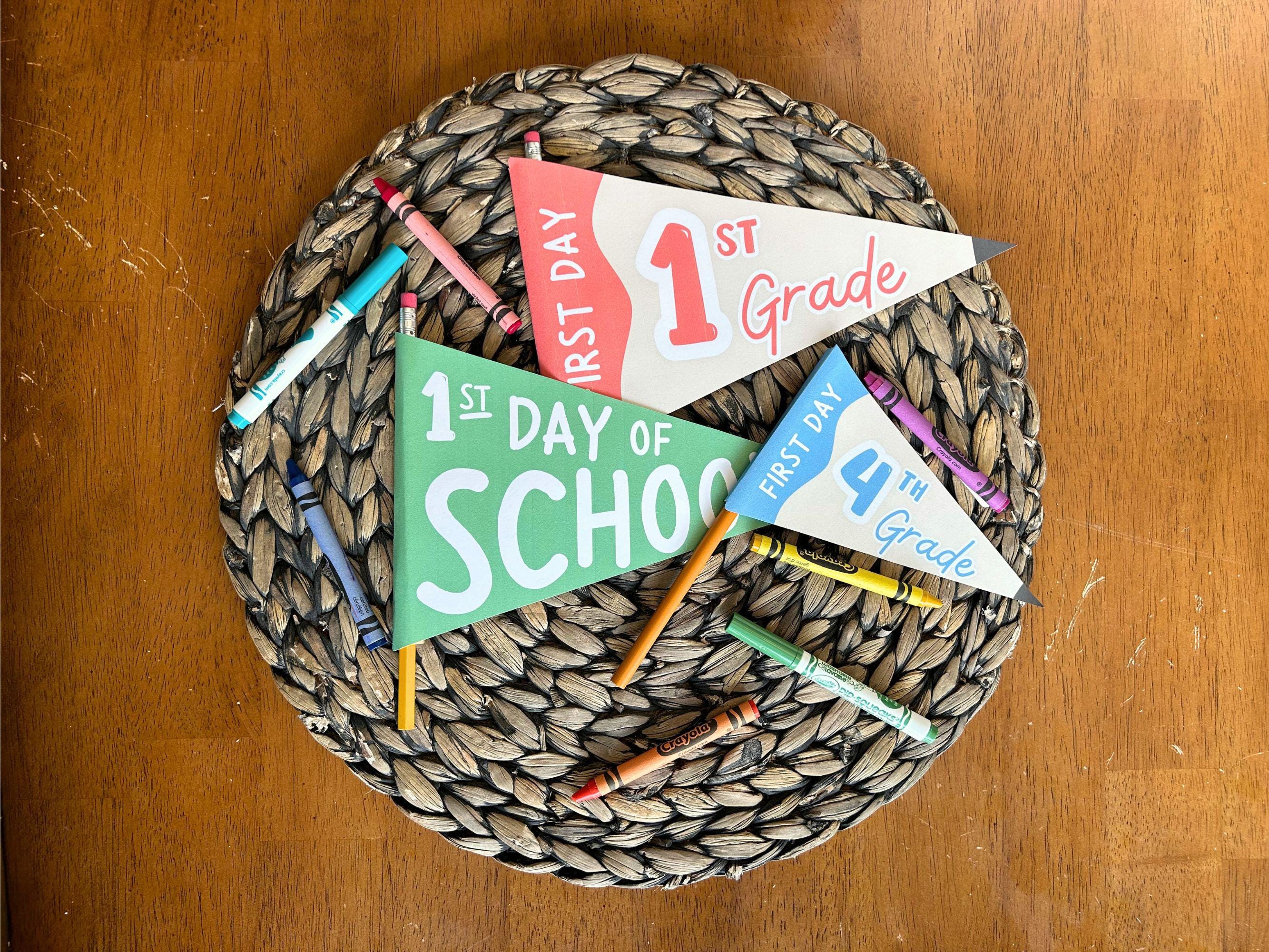 School Pennants Grade Pennant Printable School Flag First Day of School ...