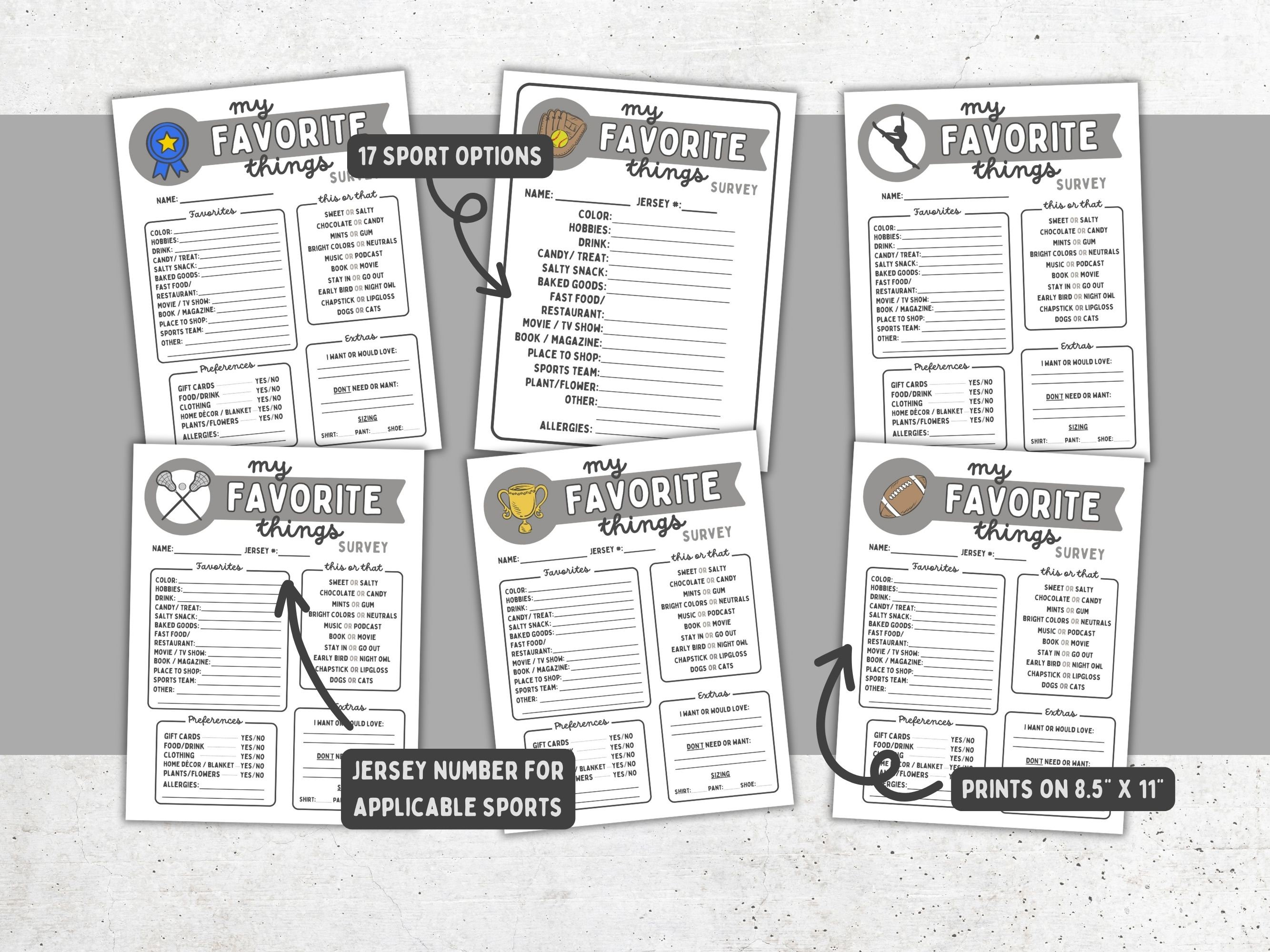 Sports Team Favorites Survey Questionnaire: Team Building Activity (PDF ...