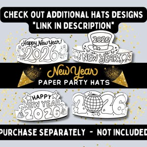 2026 New Year's Paper Crown: Kids Coloring Activity (PDF) - Etsy