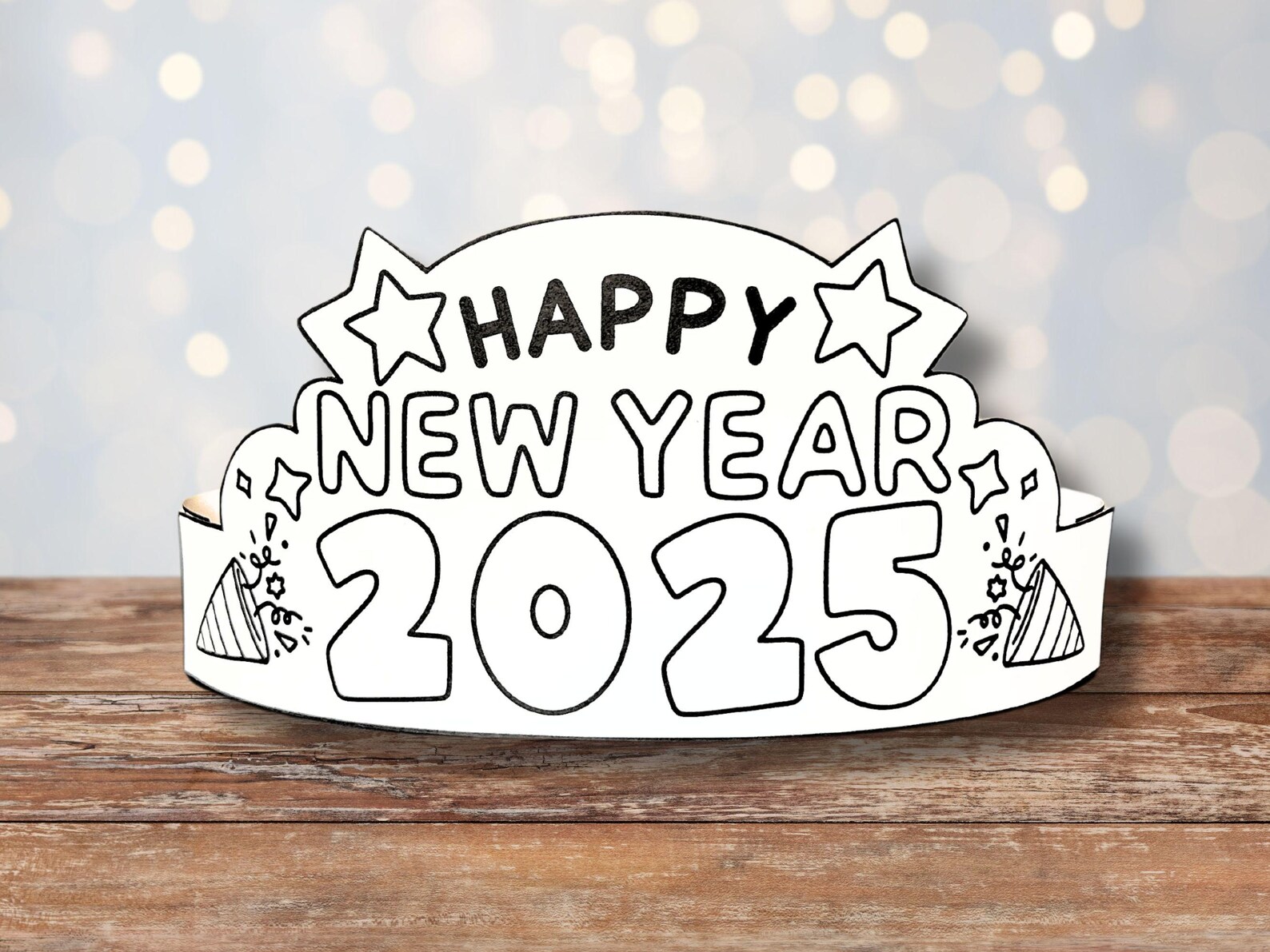 2025 New Year's Paper Hat | Happy New Year | Paper Crown Coloring | New ...