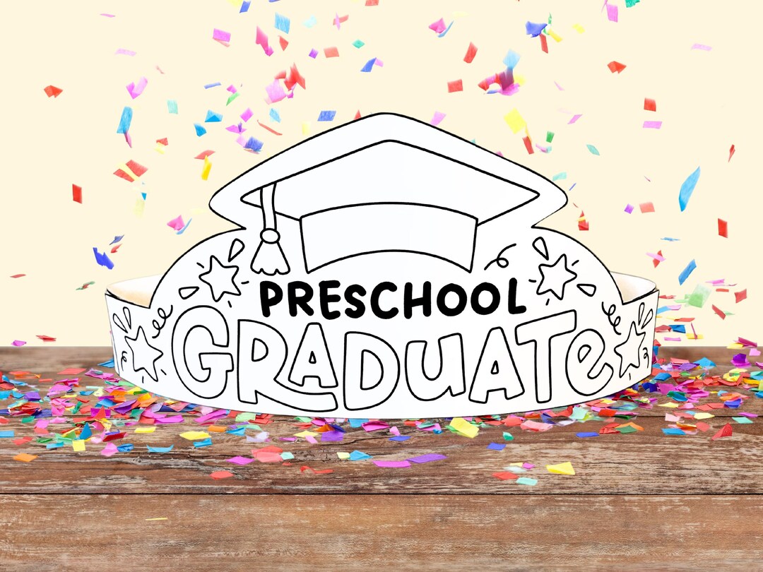 Preschool Graduation Paper Hat: Kids Coloring Activity (PDF) - Etsy