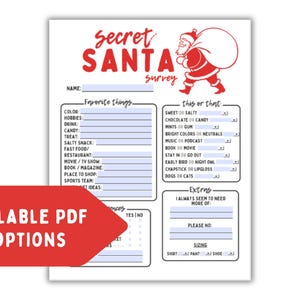 Secret Santa Survey | Secret Santa Questionnaire | Secret Gift Exchange ...
