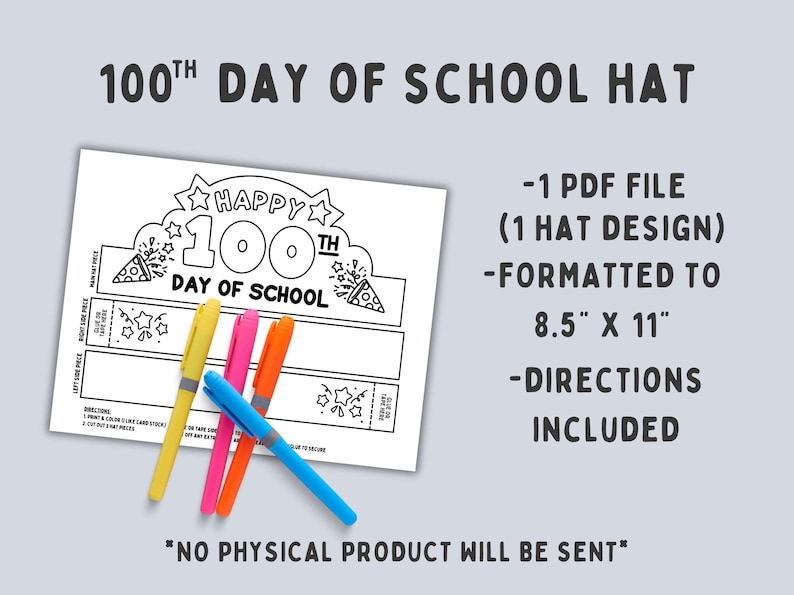100 Day of School Paper Hat | 100th Day Celebration | 100 Days ...
