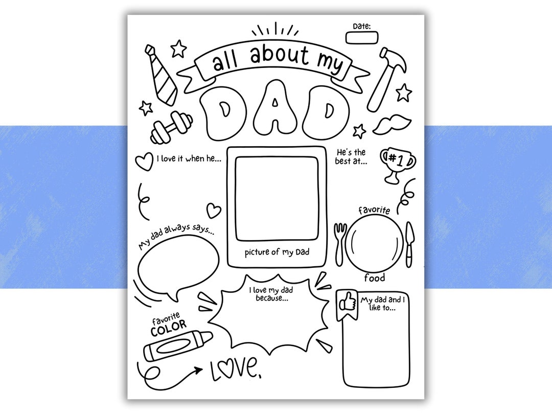 Father's Day Card: All About My Dad Worksheet & Coloring Page (PDF ...