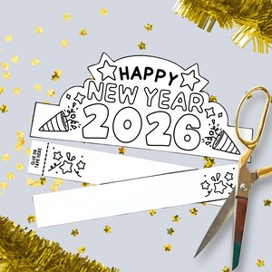 2026 New Year Paper Hat: Kids Coloring Activity (PDF) - Etsy