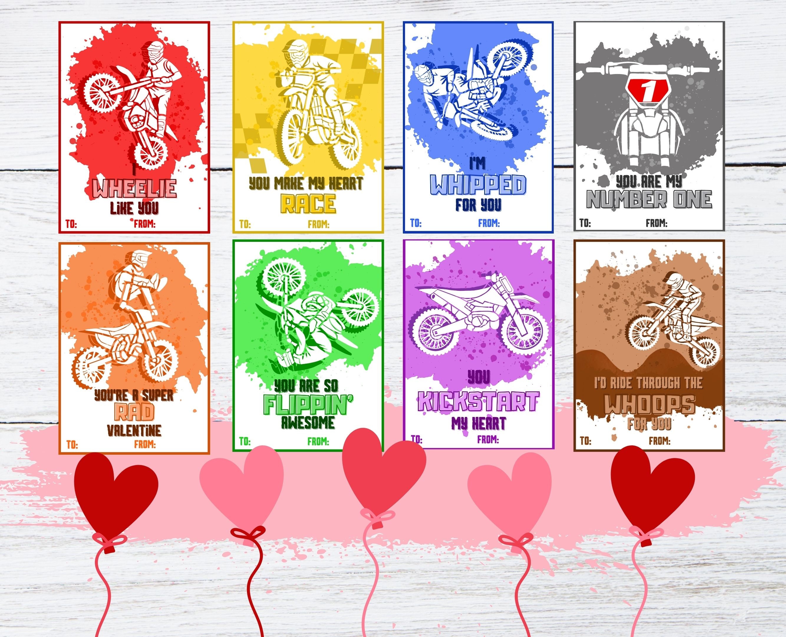 Dirt Bike Valentine's Day Cards: Motocross Supercross (printable) - Etsy