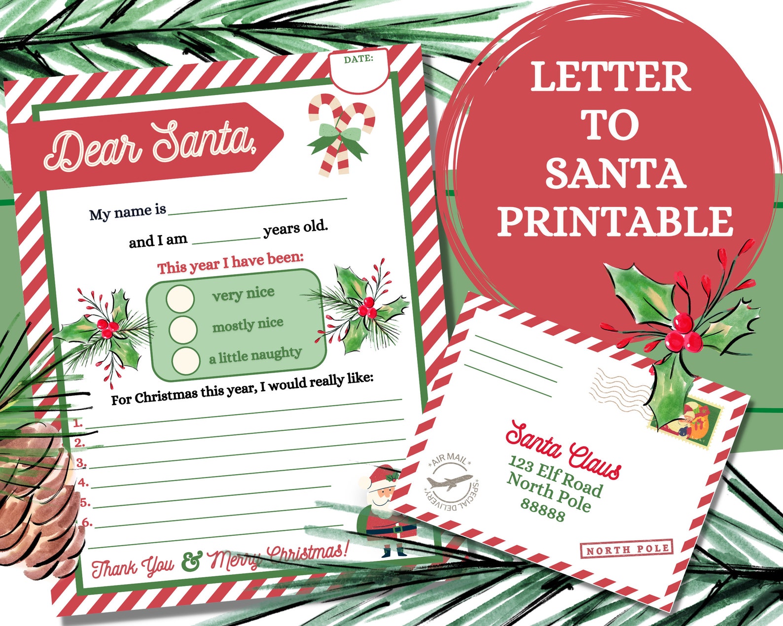 Letter to Santa / Kids Letter to Santa Printable/ Santa Letter ...