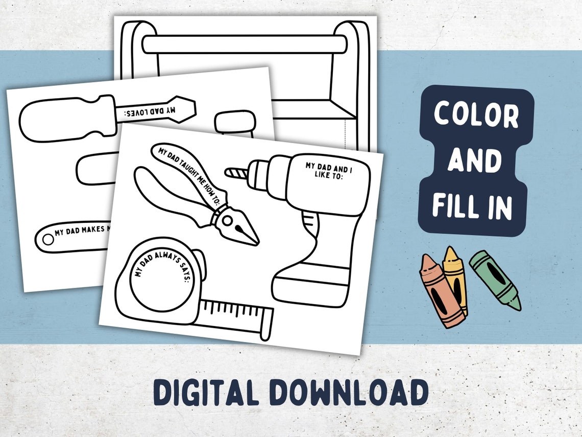 Father's Day Tool Box Card All About My Dad Gift for Dad Printable ...