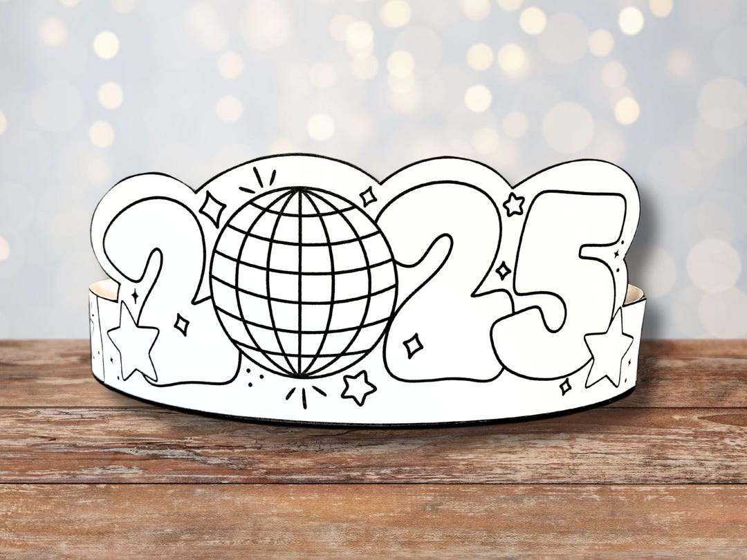 New Year's 2025 Coloring Activity | Happy New Year Hat | New Year's ...