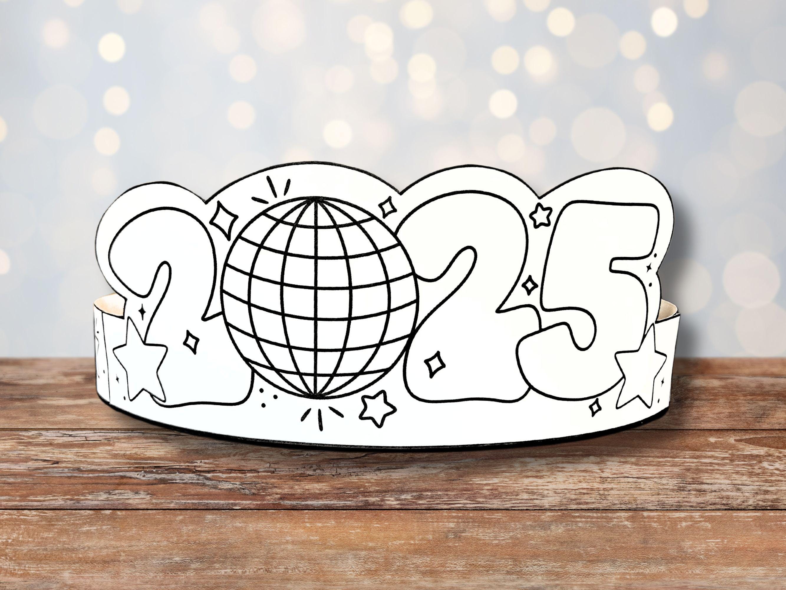New Year's 2025 Coloring Activity | Happy New Year Hat | New Year's ...