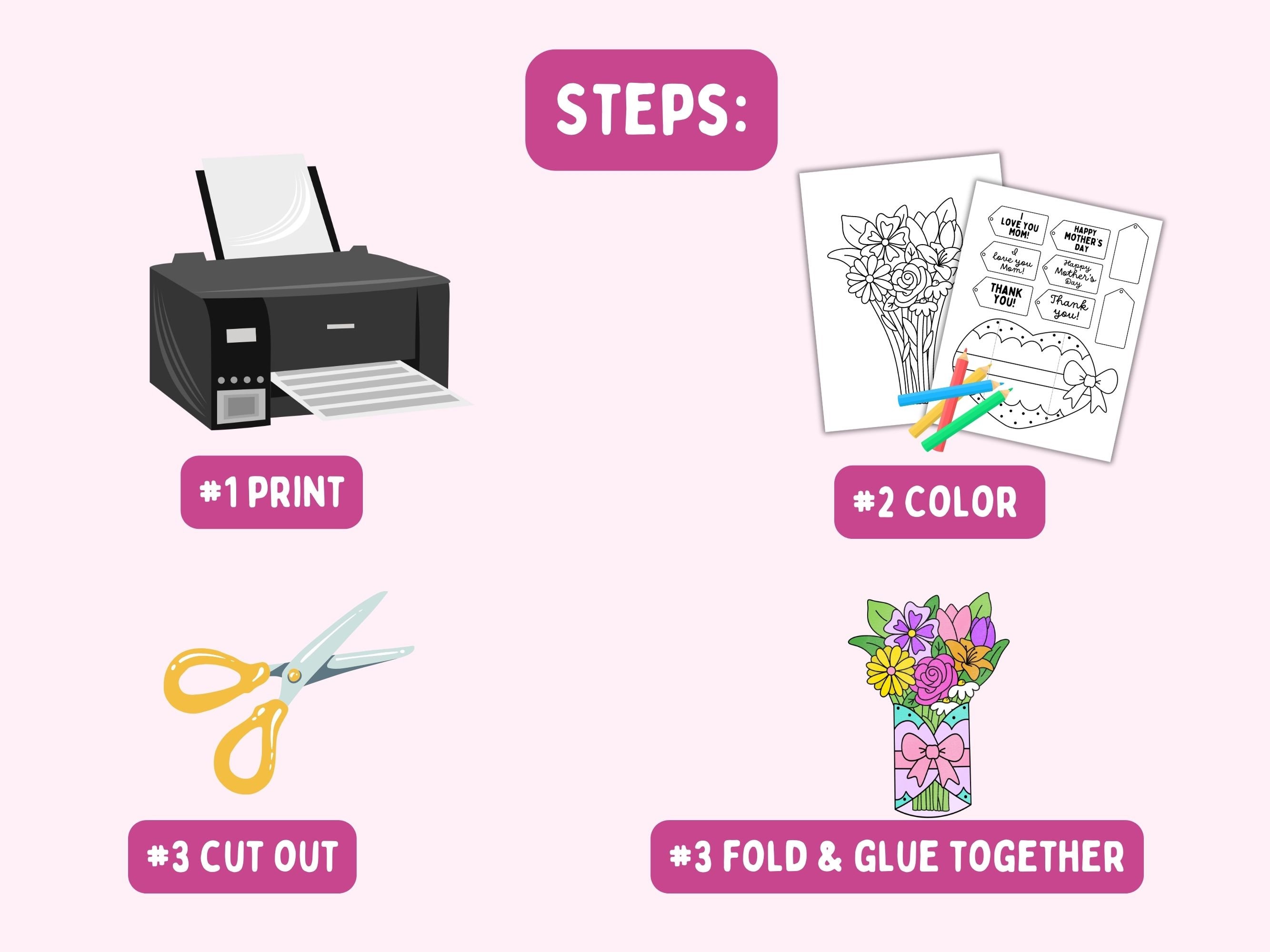 Printable Flower Bouquet Card: Mother's Day Coloring Activity (PDF) - Etsy
