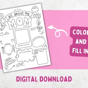 All About My Mom Worksheet: Mother's Day Activity (PDF) - Etsy