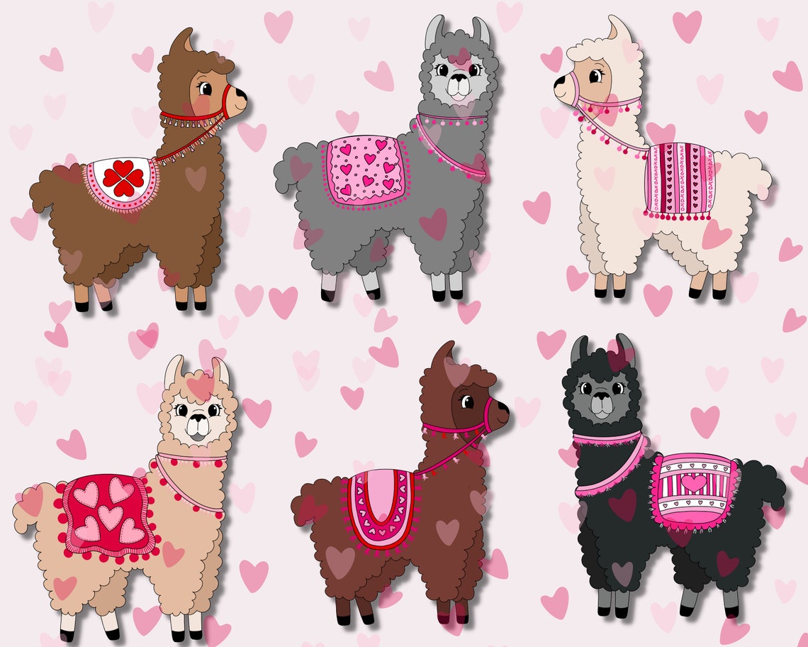 Valentine Llamas Clipart Valentine Clipart Llama Svg Valentine Llama ...